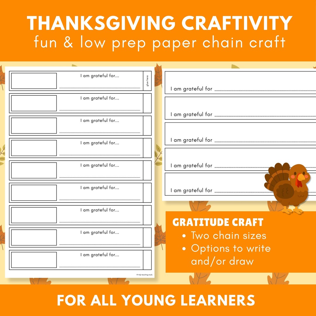 Thanksgiving Gratitude Printable Paper Chain Craftivity Low Prep - Etsy