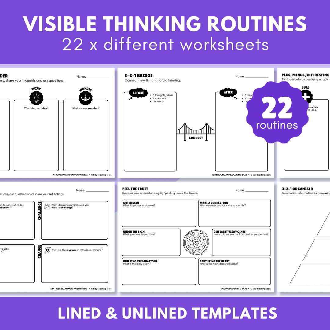22 X Visible Thinking Routines Worksheets | Cultures of Thinking - Etsy