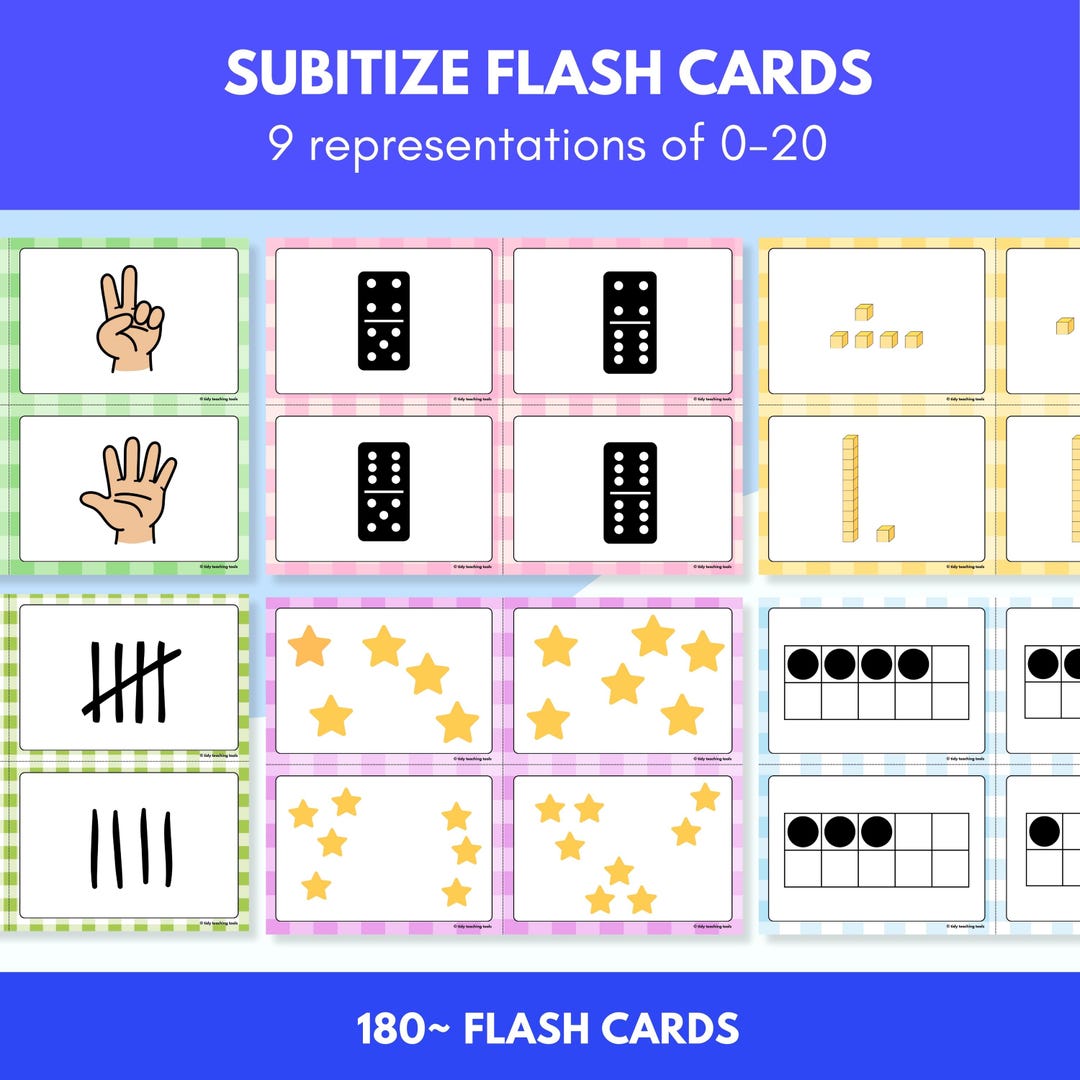 Subitize Flash Cards | 9 Representations of 0-20 - Etsy