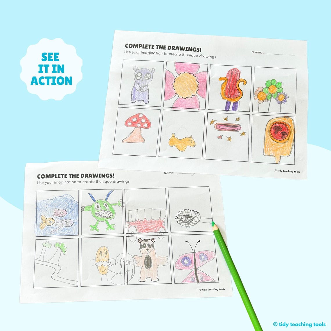 Complete the Drawings | NO PREP Creative Activity (80 X Mini Picture ...