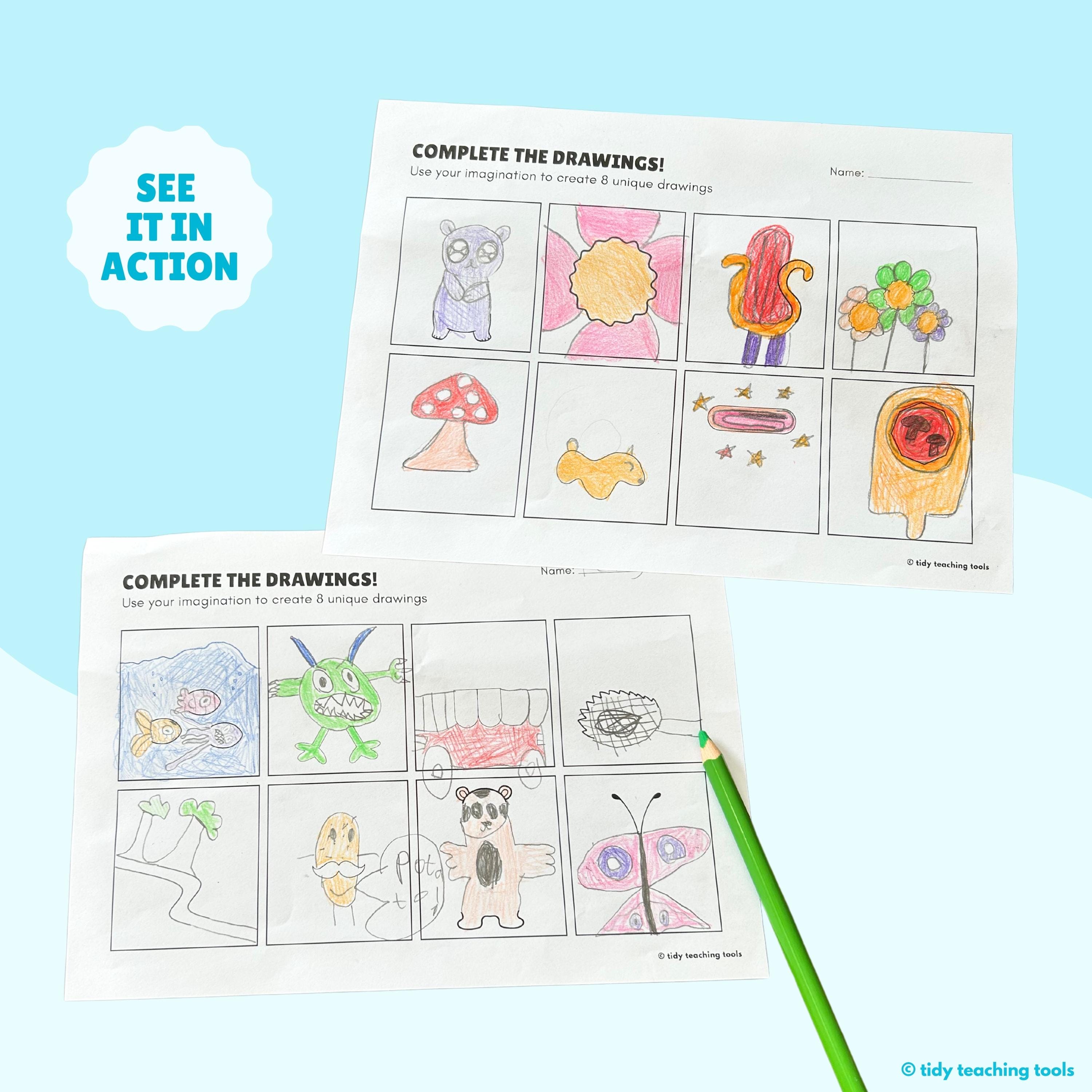 Complete the Drawings | NO PREP Creative Activity (80 X Mini Picture ...