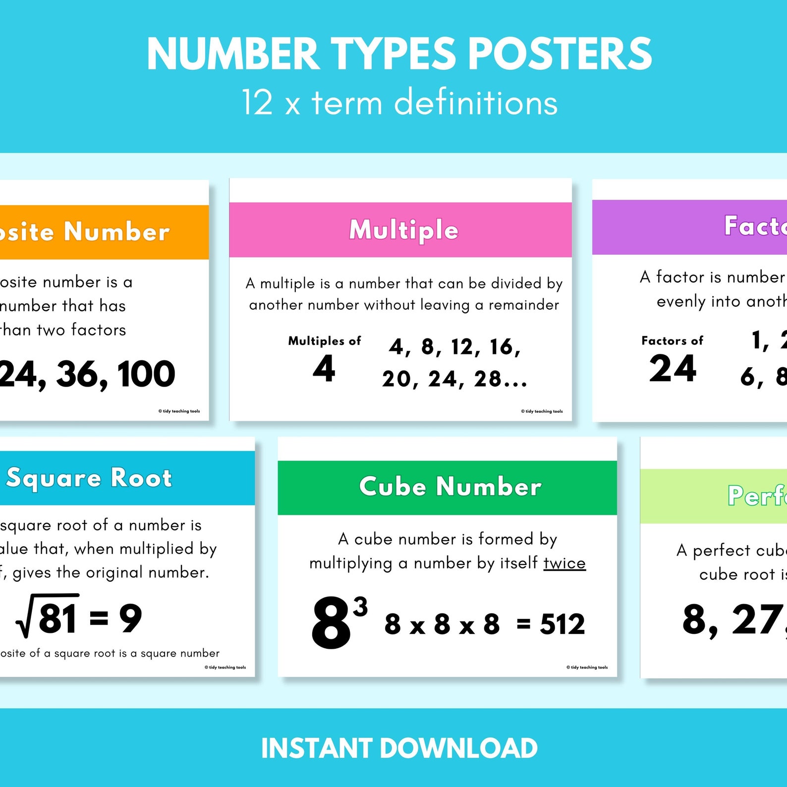 Number Types Posters | 12 X Terms - Etsy