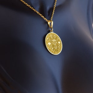 14K Solid Gold the Devil Necklace, Devil and Skulls Necklace With ...