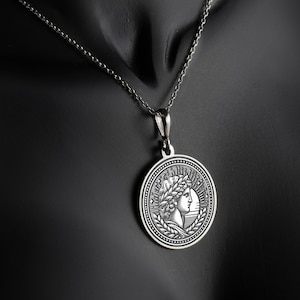 14K Solid Gold Apollo Necklace, Greek Mythology Apollo Charm Necklace ...