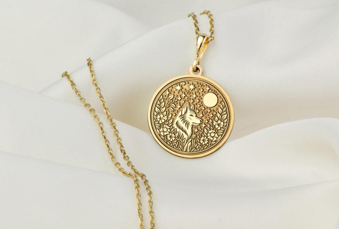 14K Solid Gold Siberian Husky Necklace, Silver Dog Pendant, Pet Photo ...