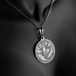 14K Solid Gold Nyx Necklace, Silver Nyx Medallion, Greek Goddess of ...