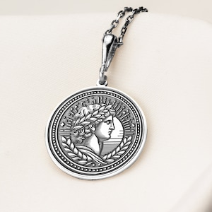 14K Solid Gold Apollo Necklace, Greek Mythology Apollo Charm Necklace ...