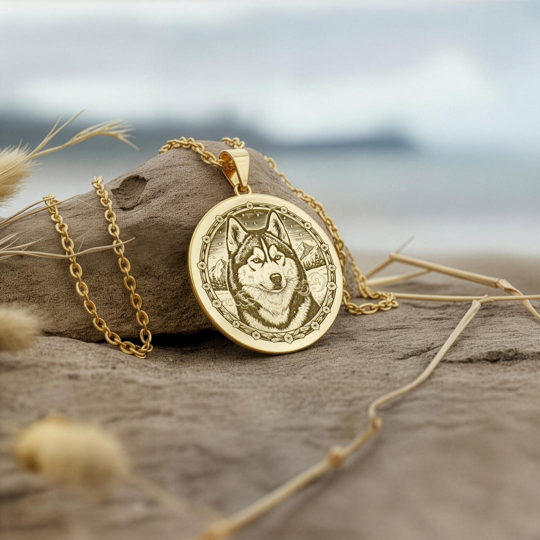 Husky Necklace: Siberian Animal Pendant, Snow Dog Jewelry Sacred Winter ...