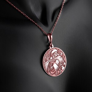 14K Solid Gold Santa Claus Necklace, Santa Medallion Necklace, Silver ...