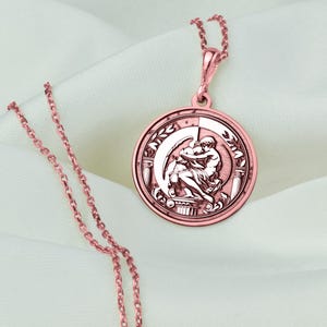 14K Solid Gold Cupid and Psyche Necklace, Silver Eros Pendant, Love and ...