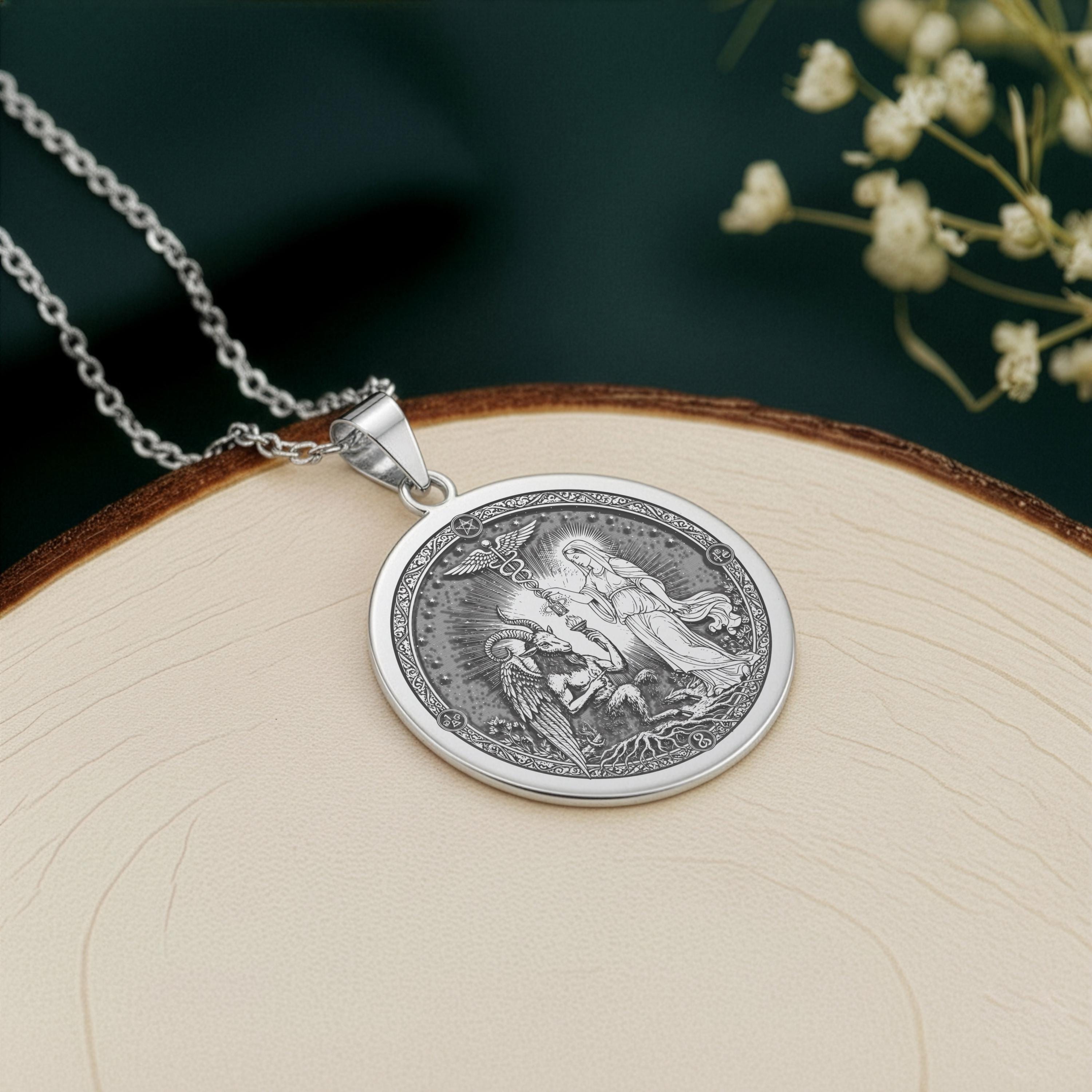 Baphomet and Sophia Necklace: Gnostic Pendant, Occult Jewelry, Dualism ...