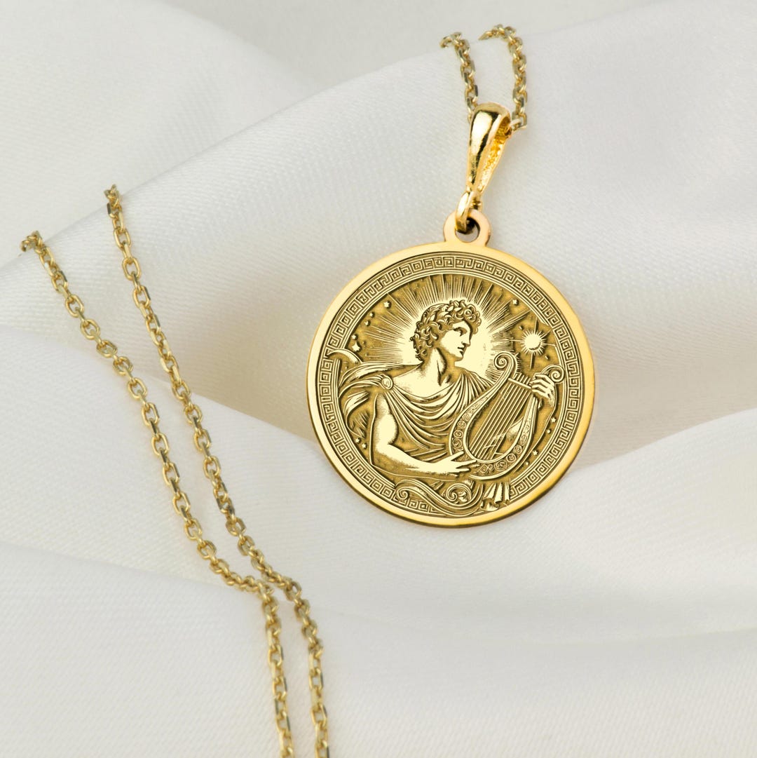 14K Gold Apollo Medallion Necklace: Greek God Jewelry, Mythology Gift ...