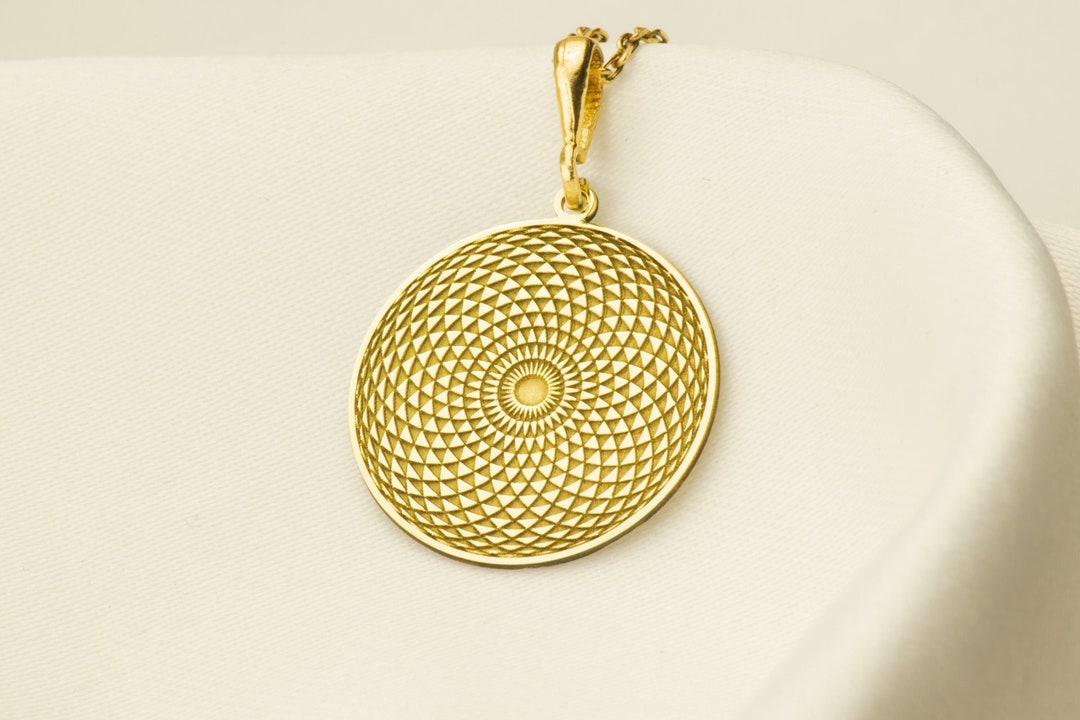 14K Solid Gold Sacred Geometry Charm Pendant, Sacred Geometry Flower of ...