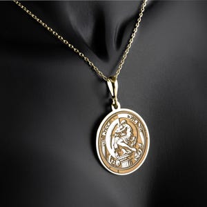 14K Solid Gold Cupid and Psyche Necklace, Silver Eros Pendant, Love and ...