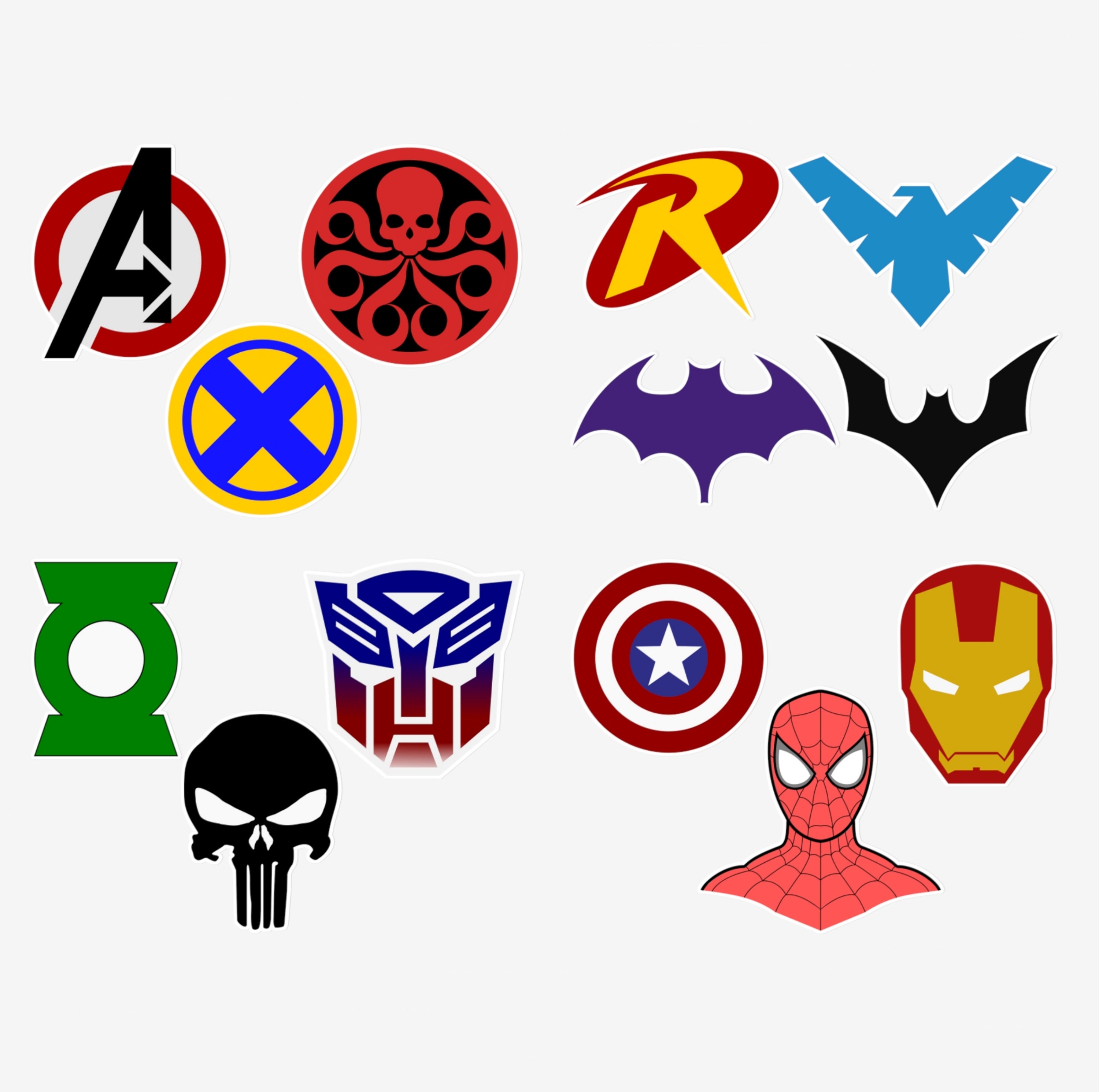 13 Decal Sticker Pack, Marvel Universe Decals, DC Universe, Spider Man ...