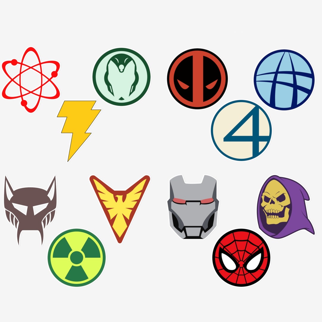 12 Decal Sticker Pack, Marvel Universe, Deadpool, Jean Gray, Spider Man ...