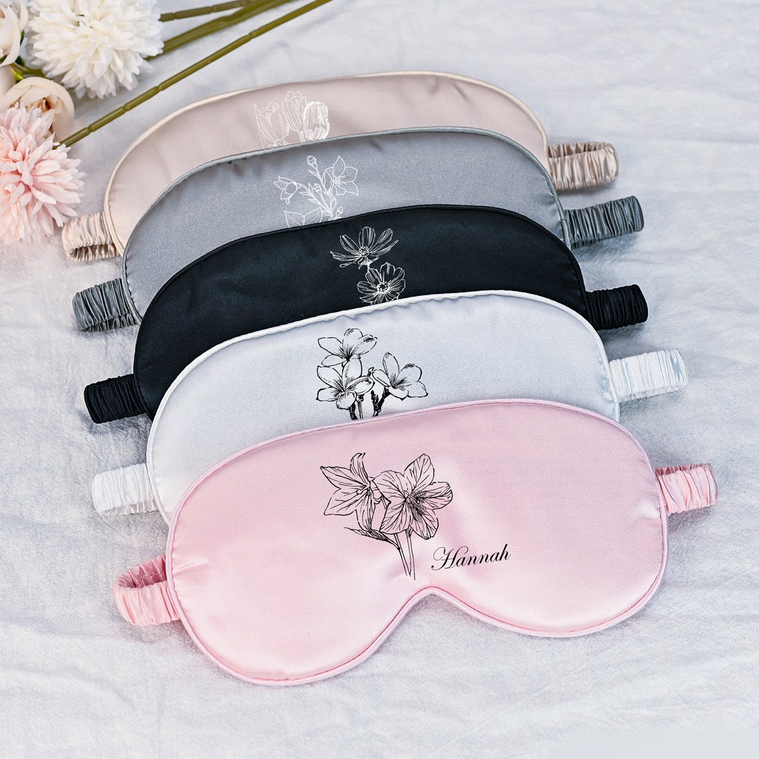 Personalized Birth Flower Eye Mask, Custom Sleeping Masks, Bridesmaid ...