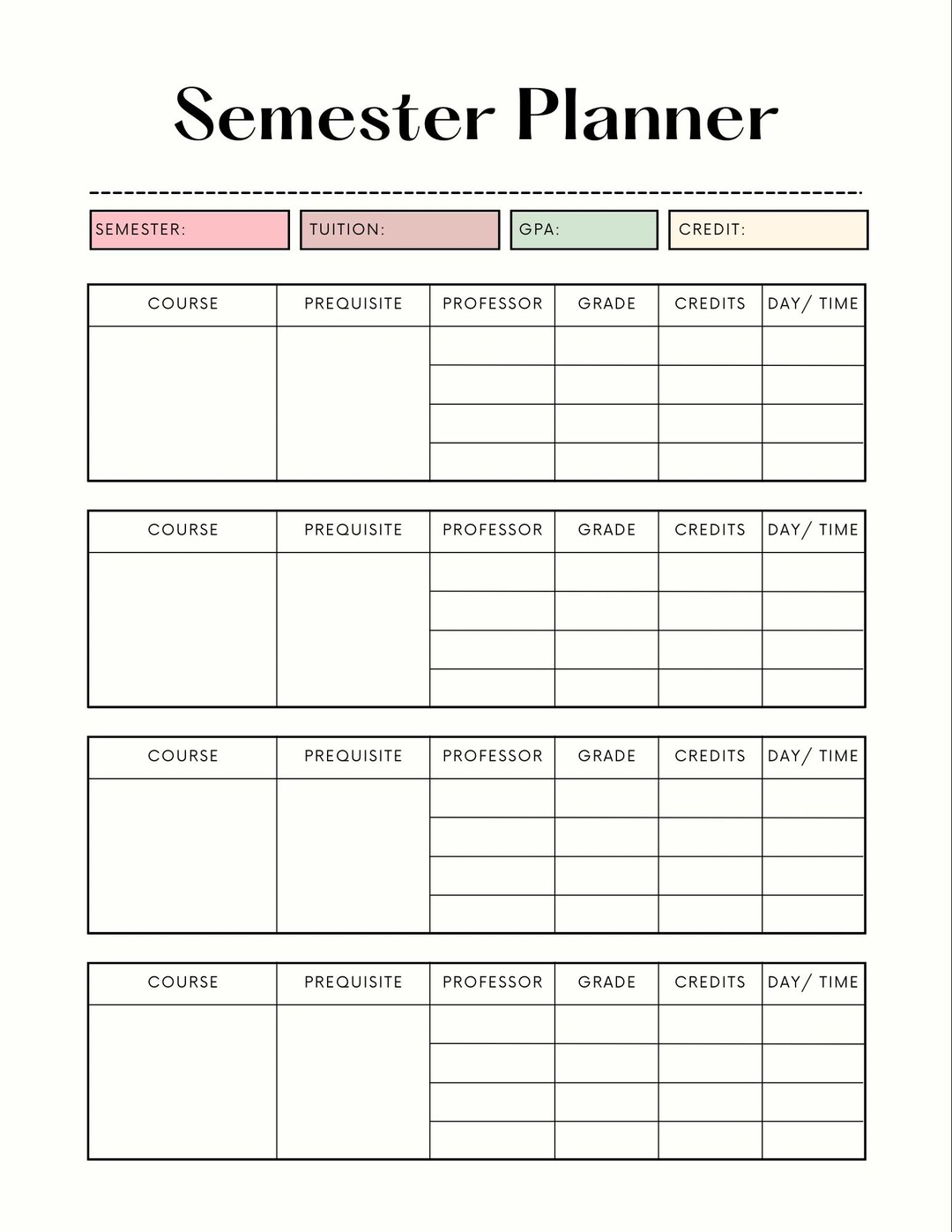 Semester Planner, Planner, Homeschool Planner, Instant Download, Pdf ...