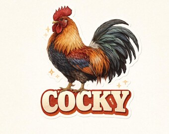 Funny Rooster Chicken Sitting on Toilet Vinyl Sticker Decal Car Window ...