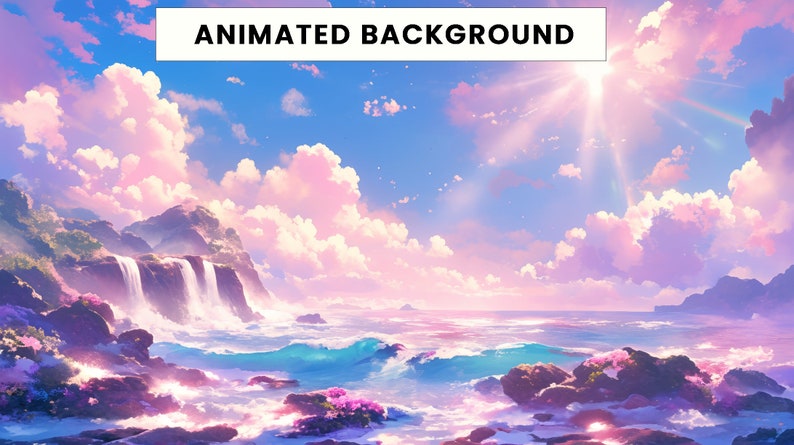 Animated Background Anime Waterfall Landscape, Vtuber Overlay, Twitch ...