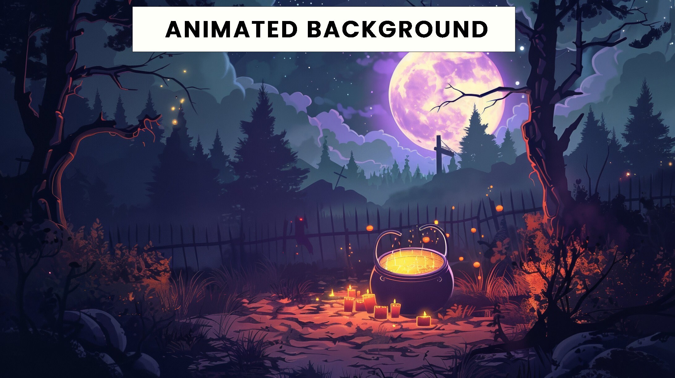 Animated Background Witch Cauldron, Halloween Decor, Vtuber Overlay ...