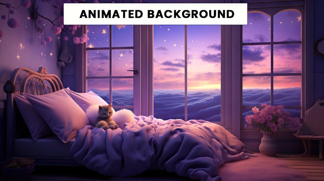 Animated Background Bed and Clouds, Vtuber Overlay, Twitch Overlay ...
