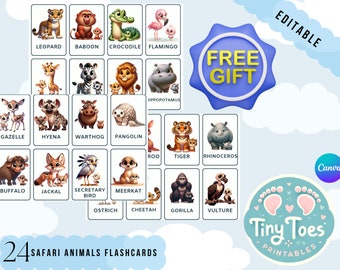 32 Wild Animals Flash Cards * Montessori Materials * Educational ...