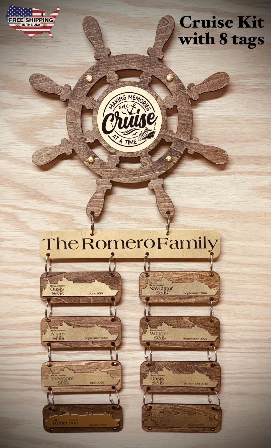 Personalized Cruise Sign: 3D Wood Door Decoration With Tags, Cruise ...