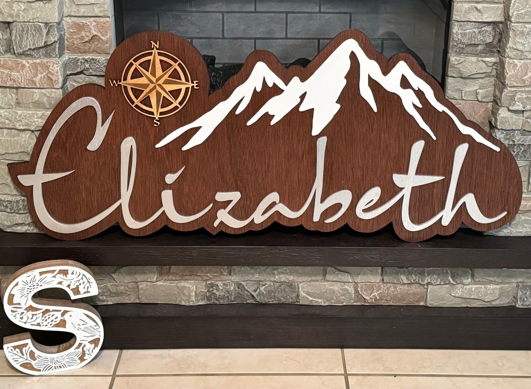 Mountain Adventure Board. Wood Name Sign, Nursery Name Sign, Above Crib ...