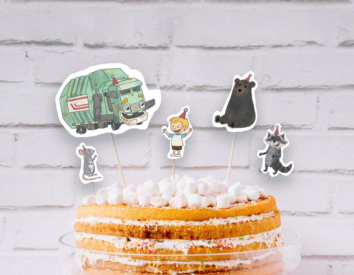 Printable Trash Truck Netflix Birthday Cake Toppers Decoration Gran ...