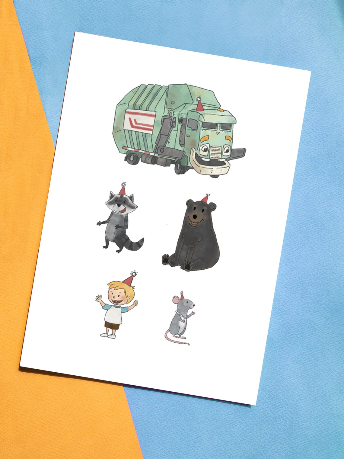 Printable Trash Truck Netflix Birthday Cake Toppers Decoration Gran ...