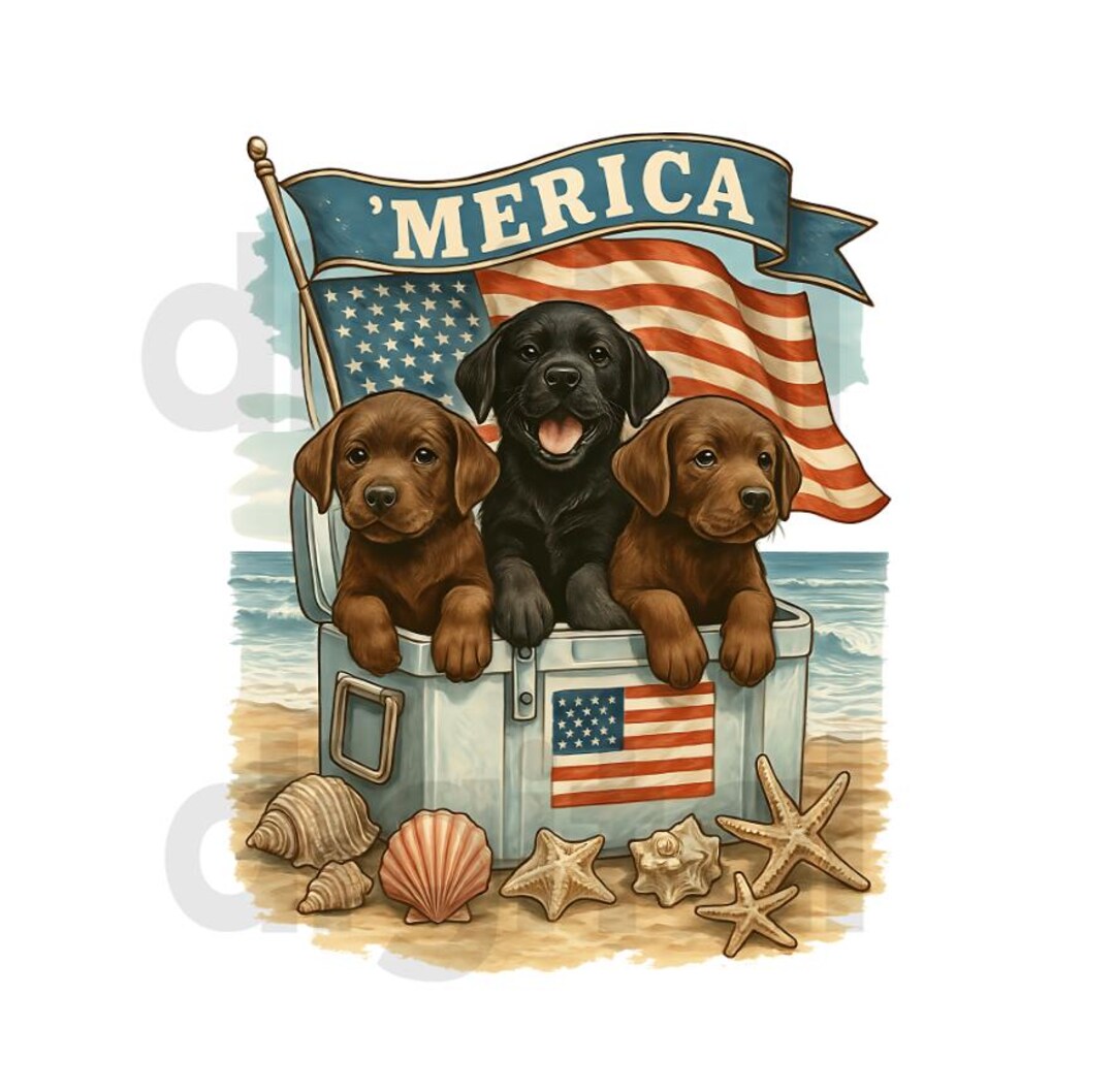 Labrador 4th of July PNG, Patriotic Dog Clipart, USA Vintage Fireworks ...