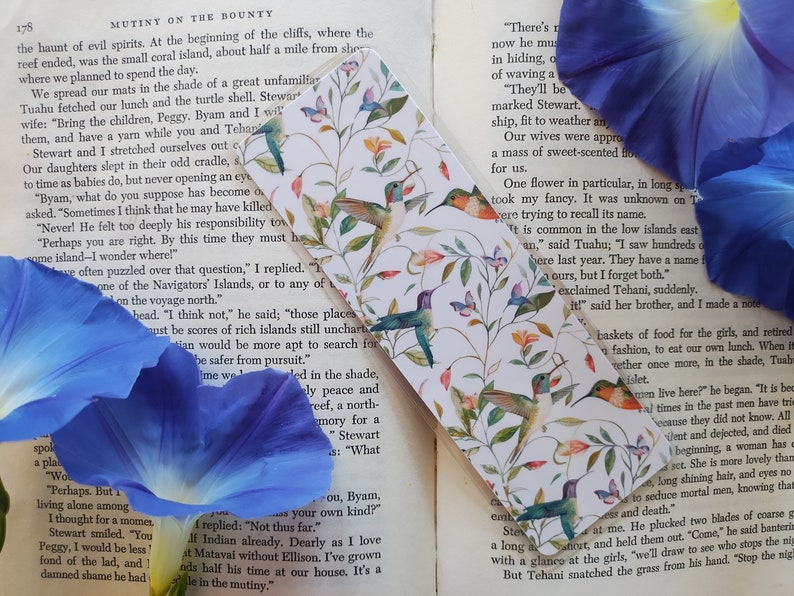 HUMMINGBIRD FLORAL Bookmark Collection Double-sided Laminated Bookmarks ...