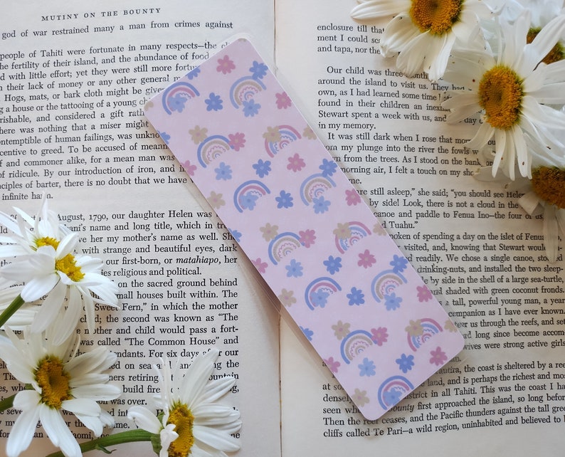 RETRO HAPPY FACE Flowers Bookmark Collection Double-sided Laminated ...