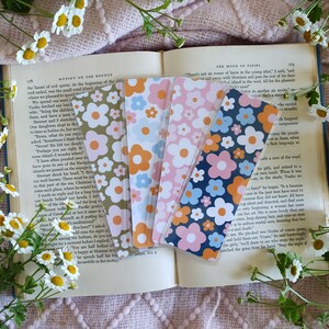 RETRO FLOWER GIRL Bookmark Collection Double-sided Laminated Bookmarks ...