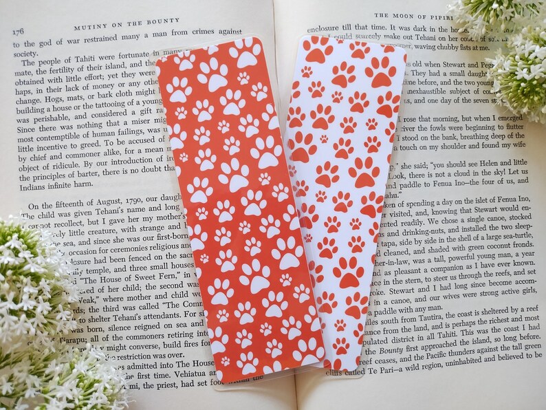 DOGS/CAT PAW Prints Bookmark Collection Double-sided Laminated ...