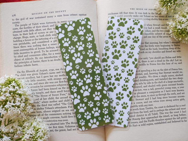 DOGS/CAT PAW Prints Bookmark Collection Double-sided Laminated ...