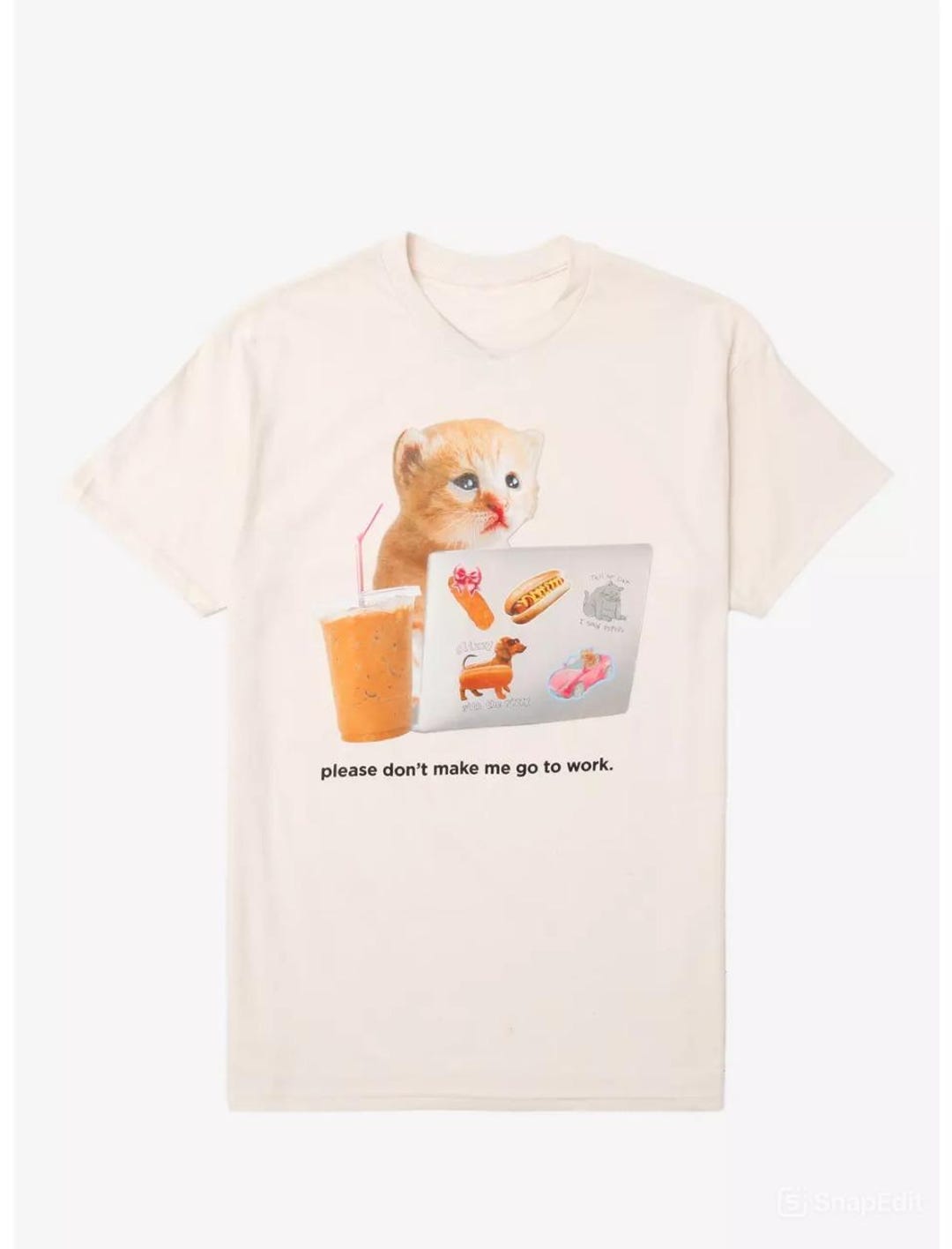 Don't Make Me Work Cat Meme T-shirt Cat Graphic Print Tee Retro T-shirt ...