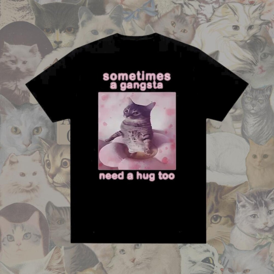 Sometimes A Gangsta Need A Hug Funny Cat Meme T-shirt Men Women Goofy ...