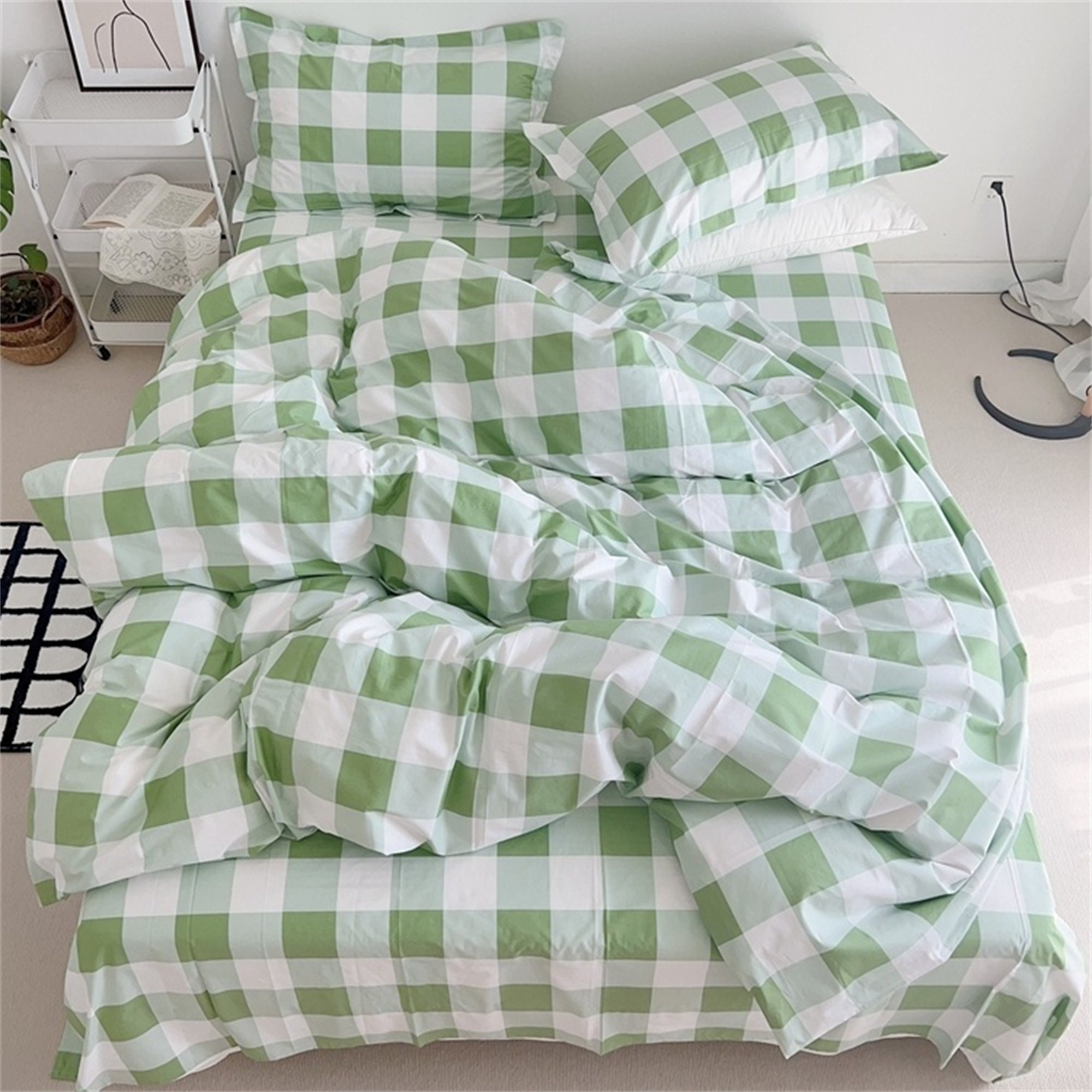 Green Checkerboard Bedding Set Twin Full Queen Plaid Duvet - Etsy