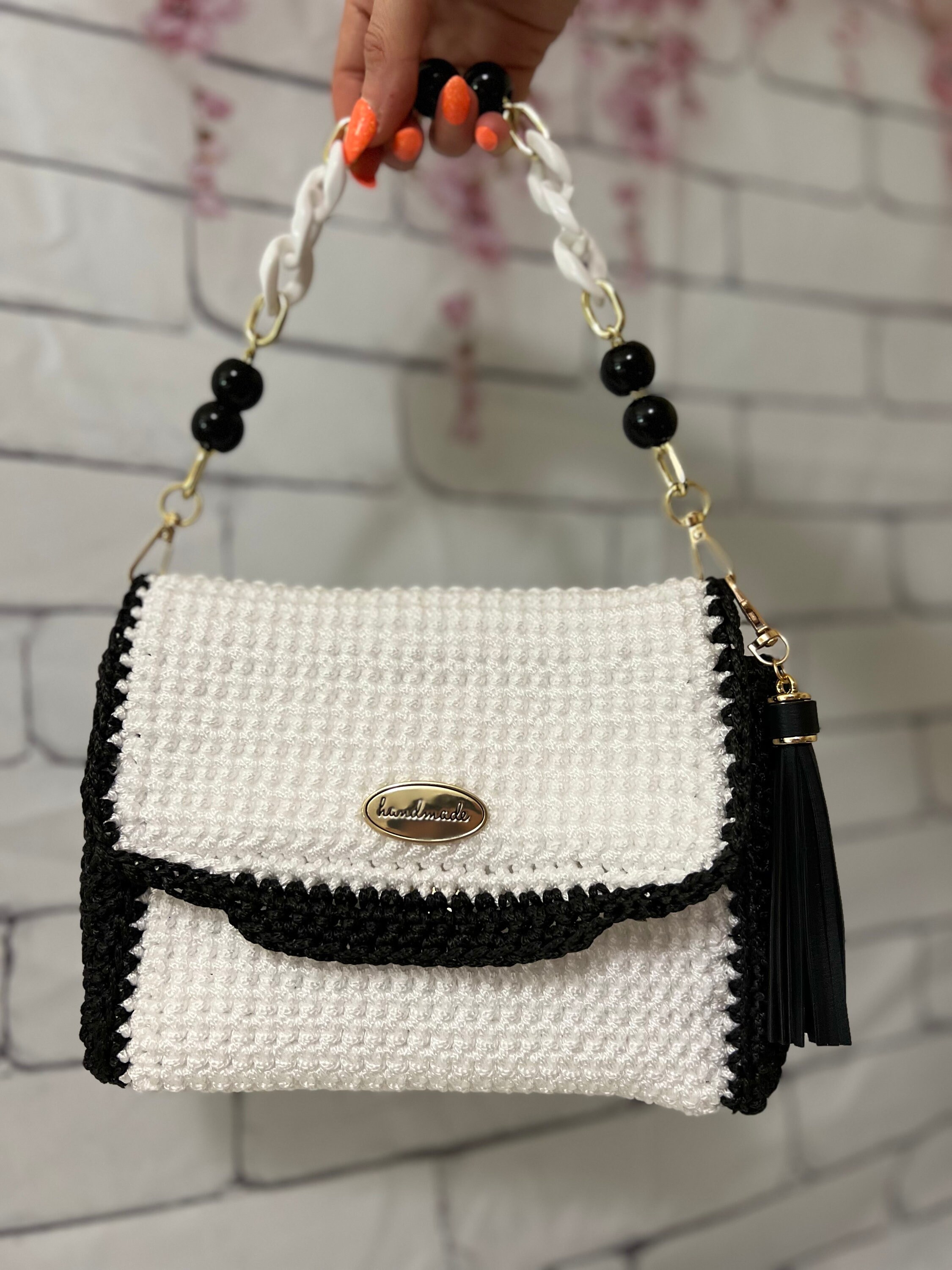 Handmade Crochet Color Block Handbag: Chic Purse With Fringe - Etsy