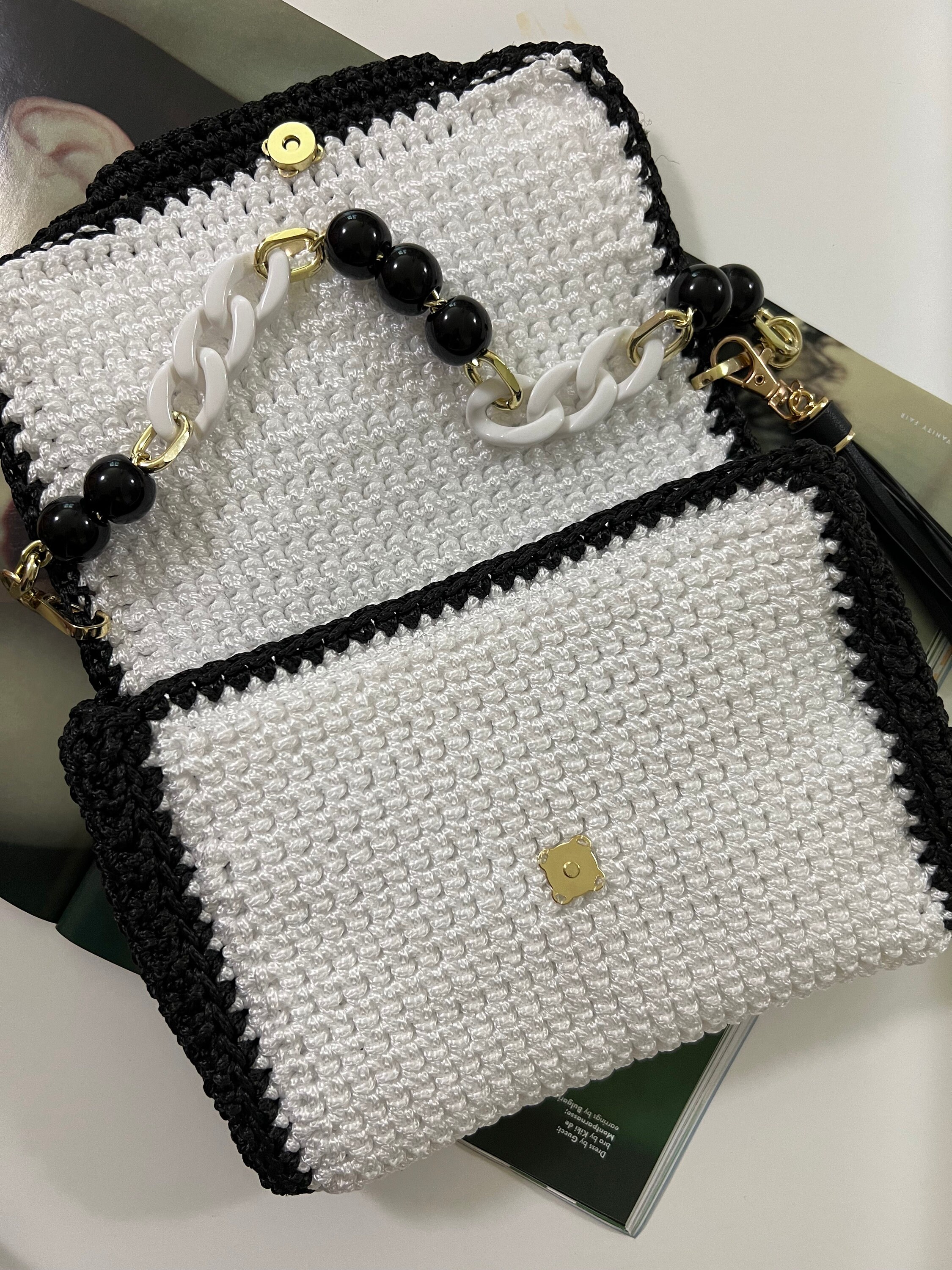 Handmade Crochet Color Block Handbag: Chic Purse With Fringe - Etsy