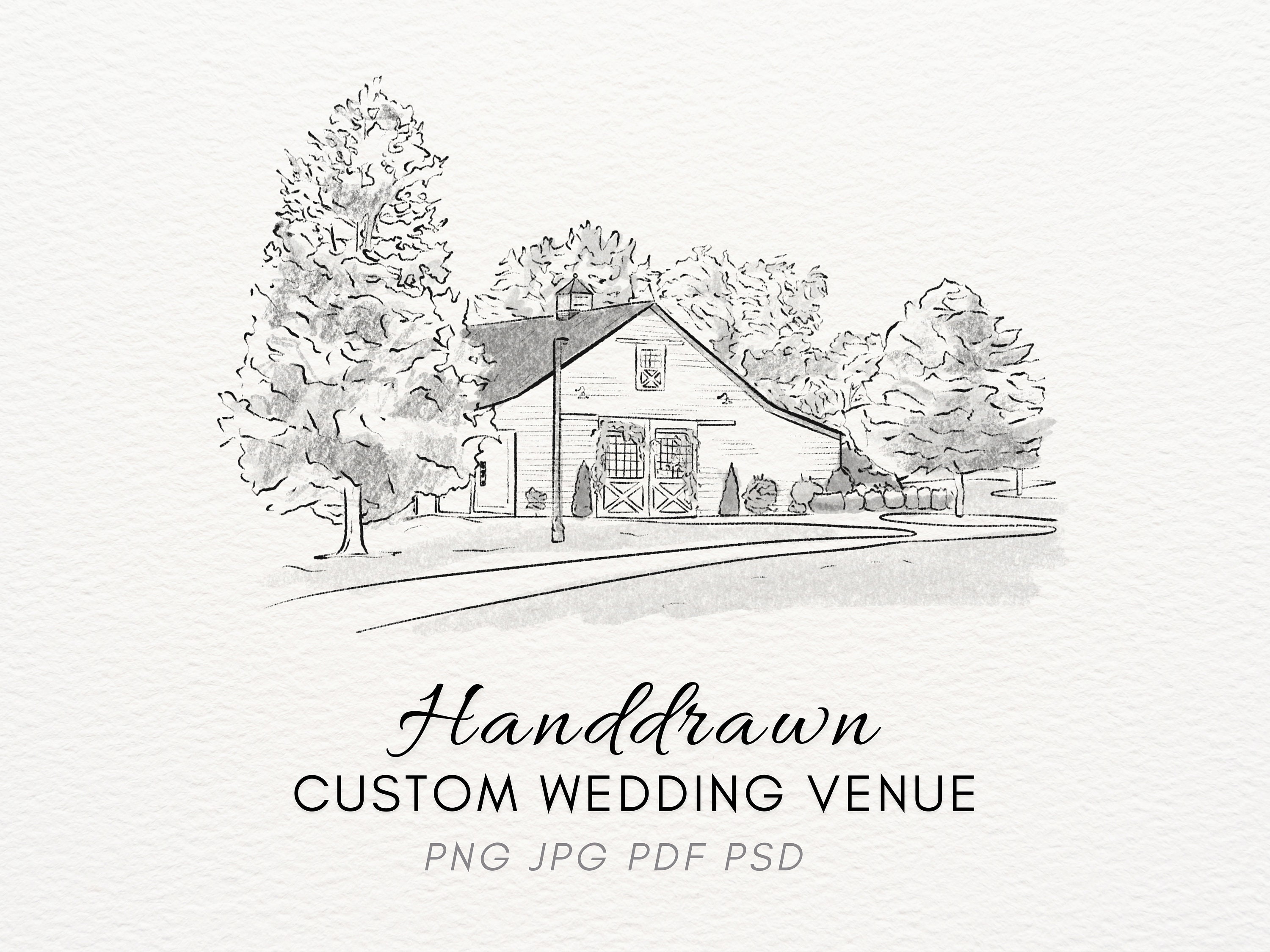 Custom Venue Sketch Hand Drawn Wedding Welcome Sign Venue Custom ...