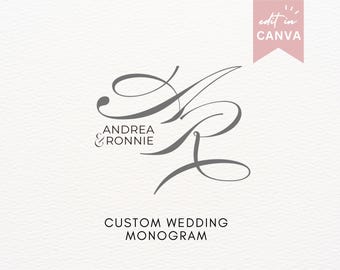 Editable Wedding Monogram Template Elegant Modern Monogram Wedding ...