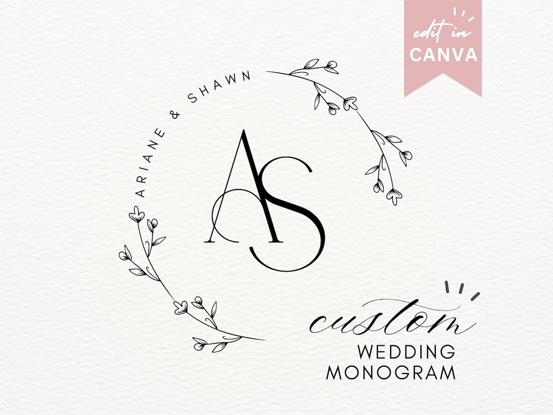 Elegant Wedding Monogram Template Floral Wedding Monogram Logo Modern ...