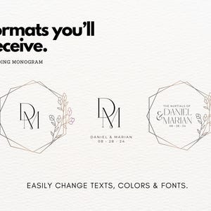 Editable Wedding Monogram Template Elegant Modern Monogram Wedding ...