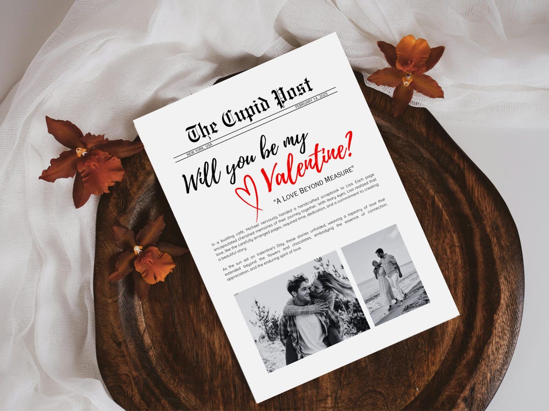 Will You Be My Valentine Newspaper Template Valentines Cupid Post ...