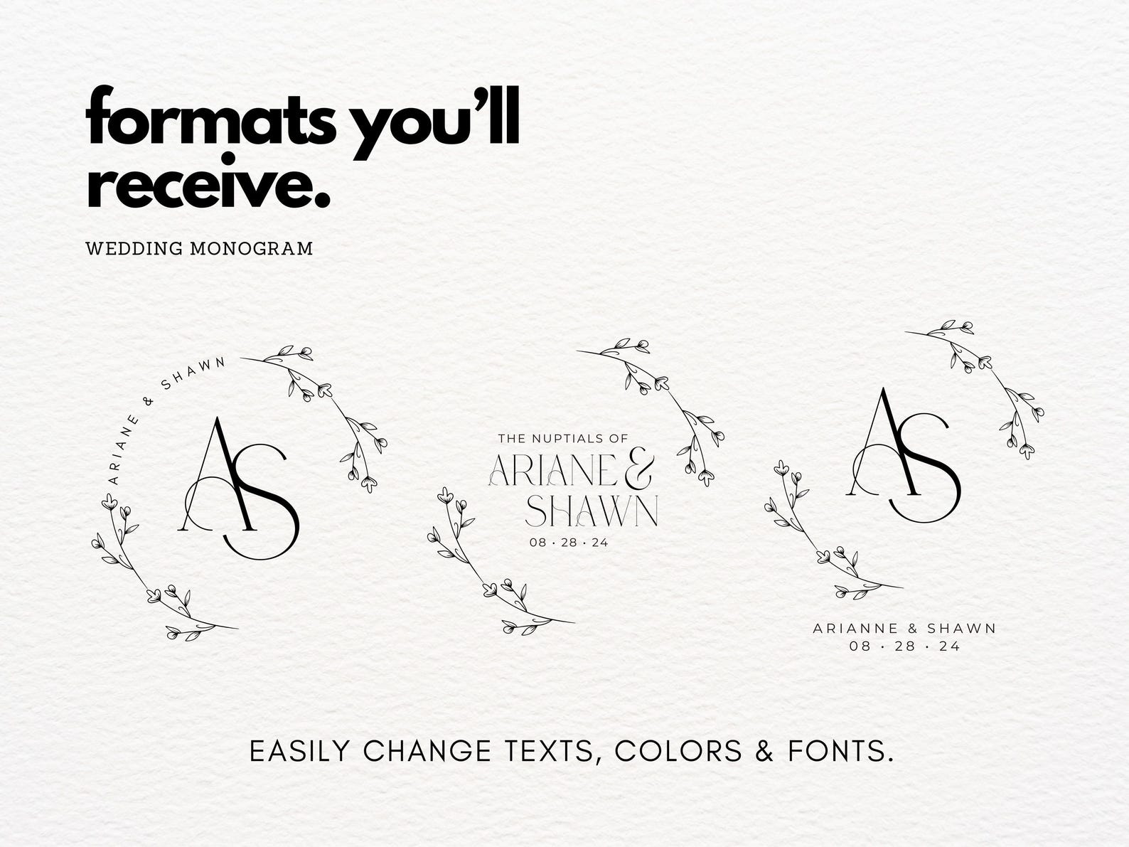 Elegant Wedding Monogram Template Floral Wedding Monogram Logo Modern ...