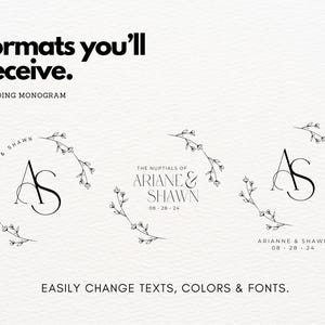 Elegant Wedding Monogram Template Floral Wedding Monogram Logo Modern ...