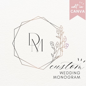 Editable Wedding Monogram Template Elegant Modern Monogram Wedding ...